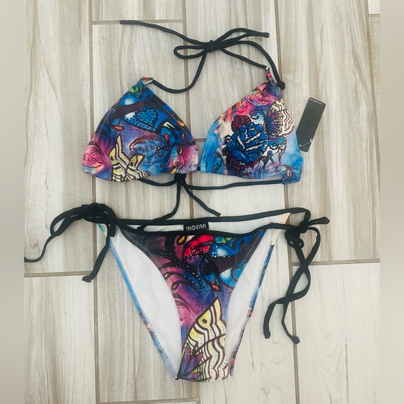 Ingear | Swim | Nwt Ingear Embellished String Bikini Vibrant Colors ...